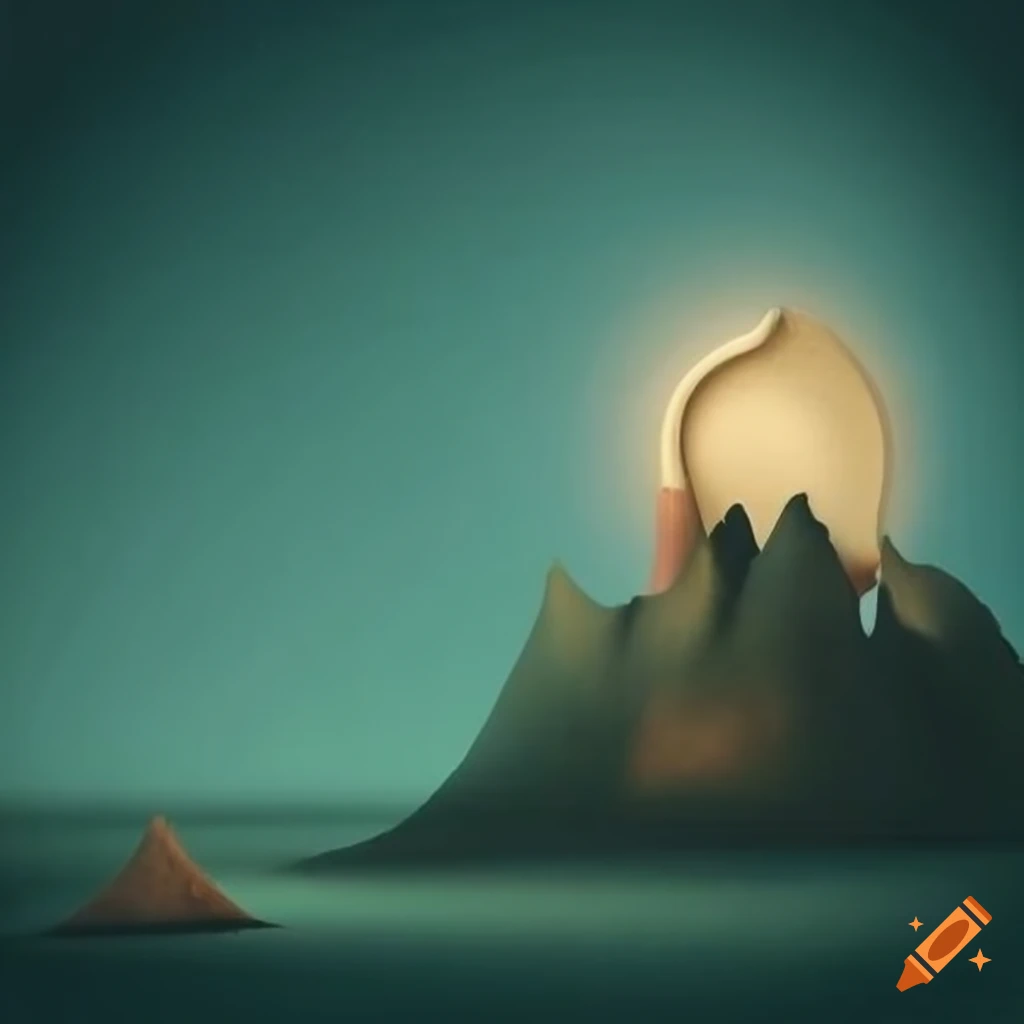 Surrealist landscape with random objects from inside design on Craiyon