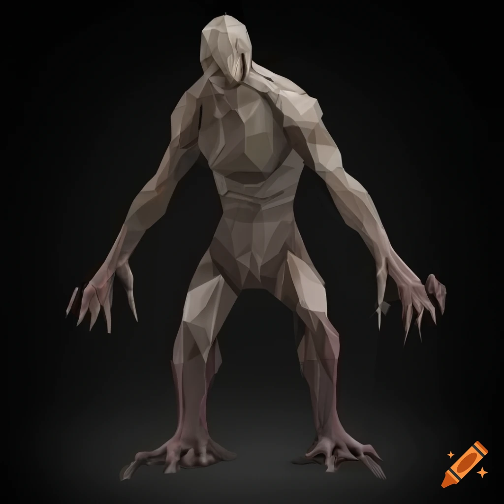 Resident Evil game creature model on grey background with low polygon ...