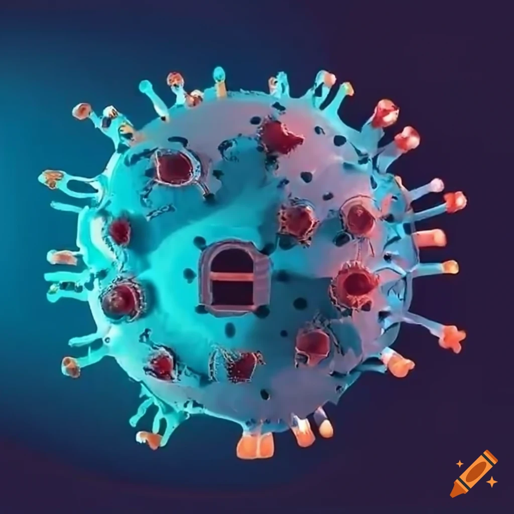Covid virus created with computer chips on Craiyon