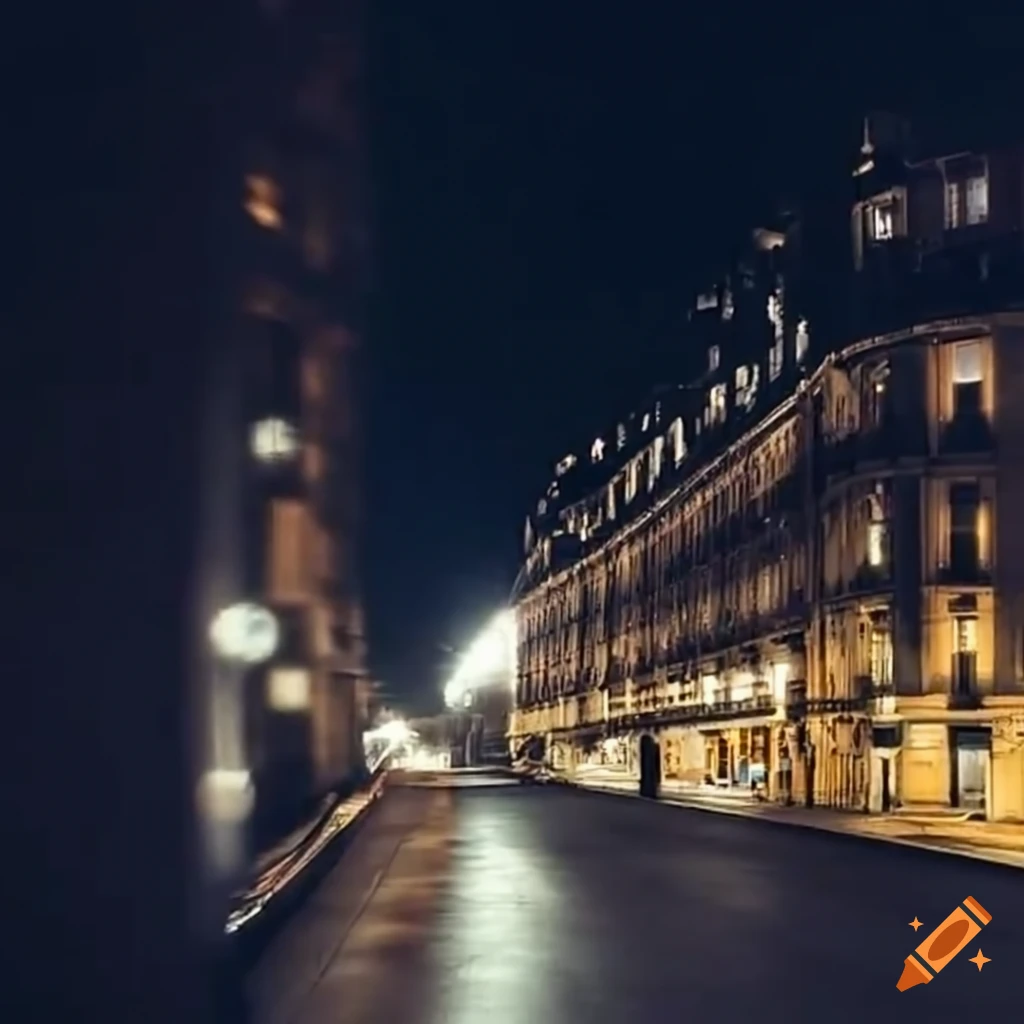 Paris's empty rich streets at night in high-definition on Craiyon