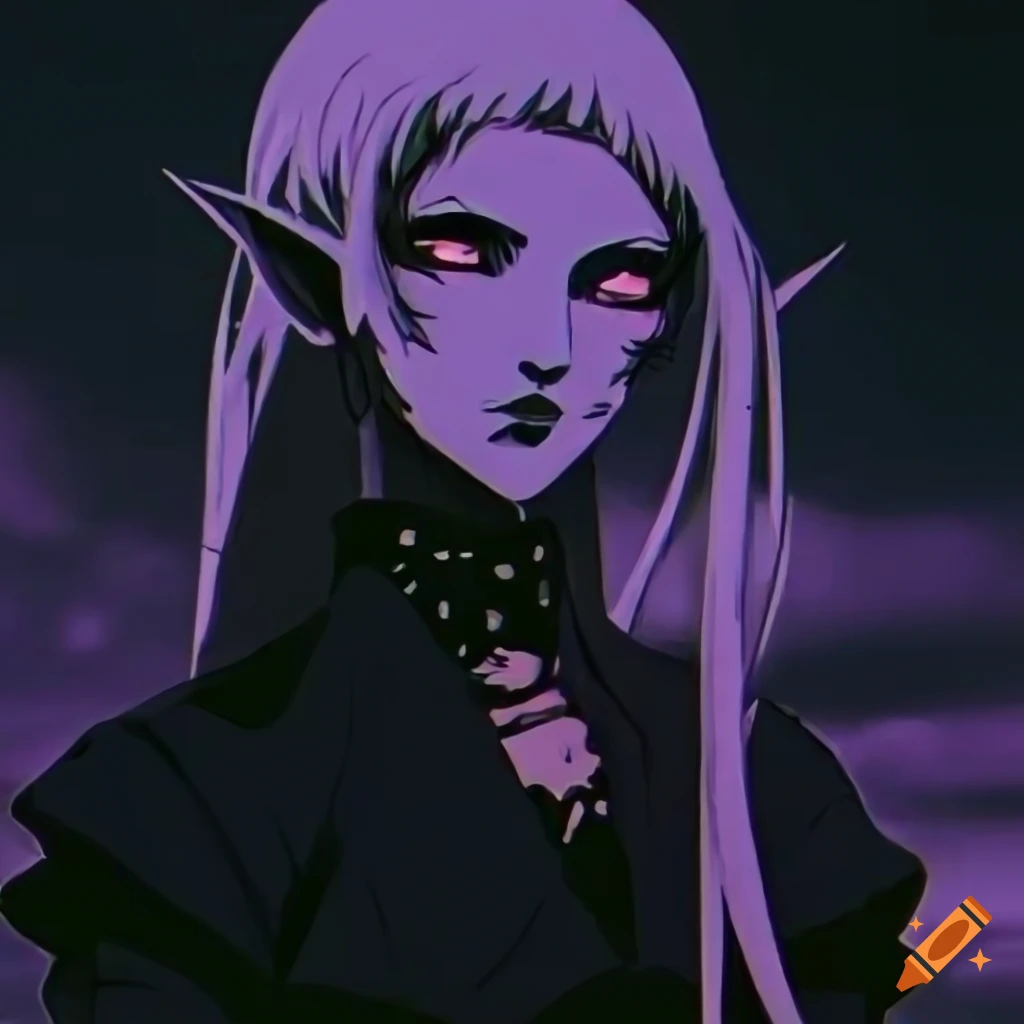 Retro anime dark elf illustration on Craiyon