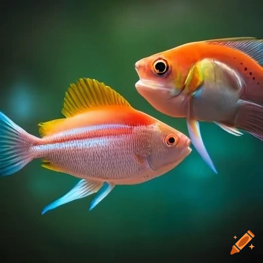 Two fishes swimming in water on Craiyon