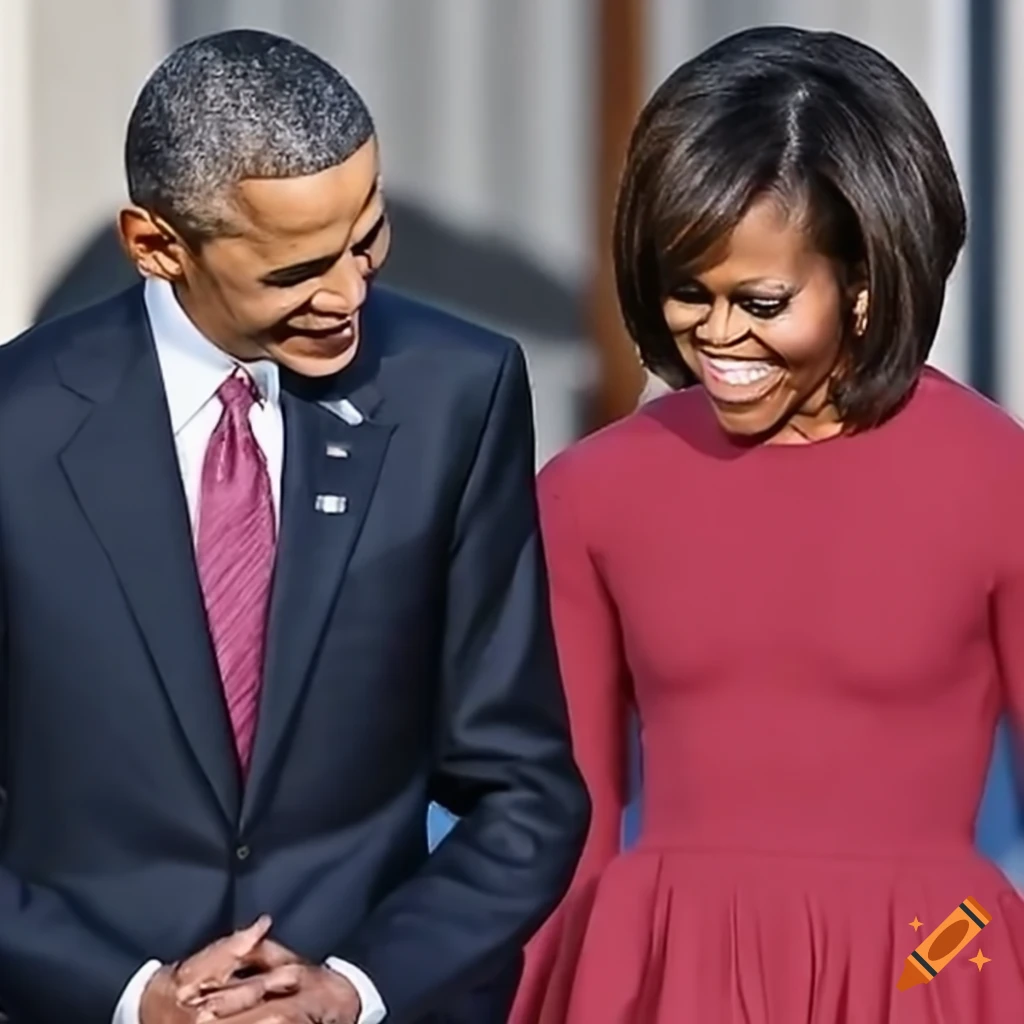 Michelle obama and barack obama smiling happily on Craiyon