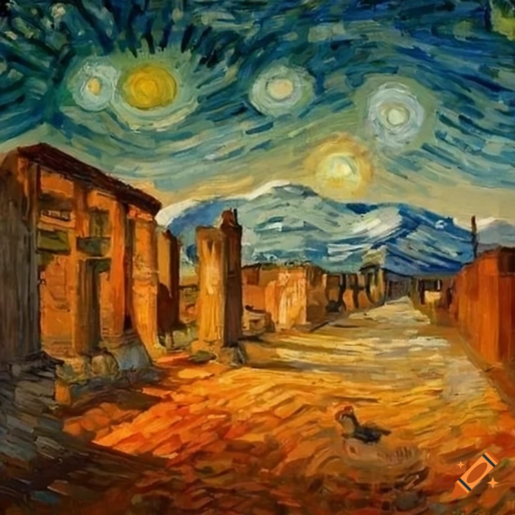 Pompeii painted in van gogh style on Craiyon