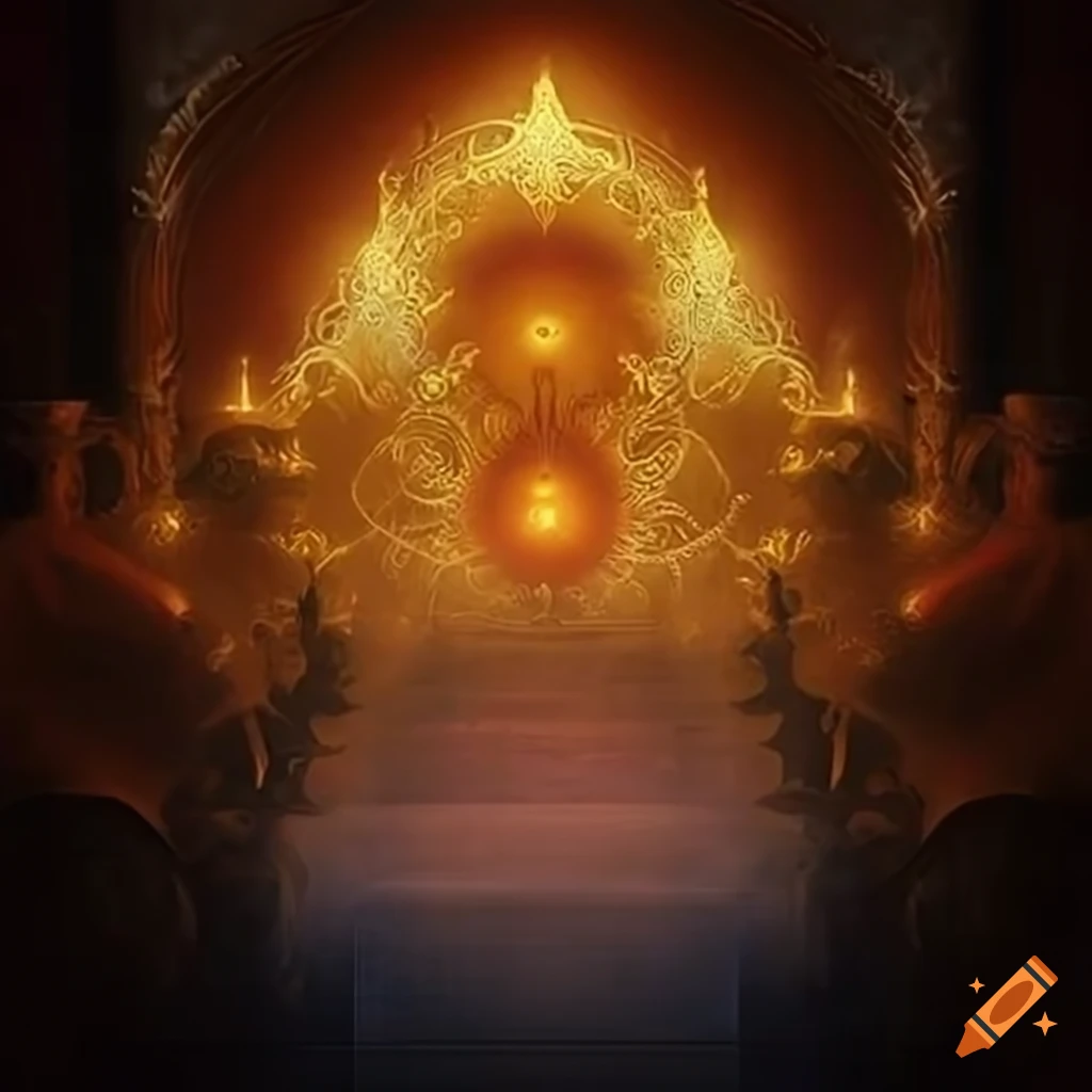 Ancient scroll with golden symbols in radiant light on Craiyon