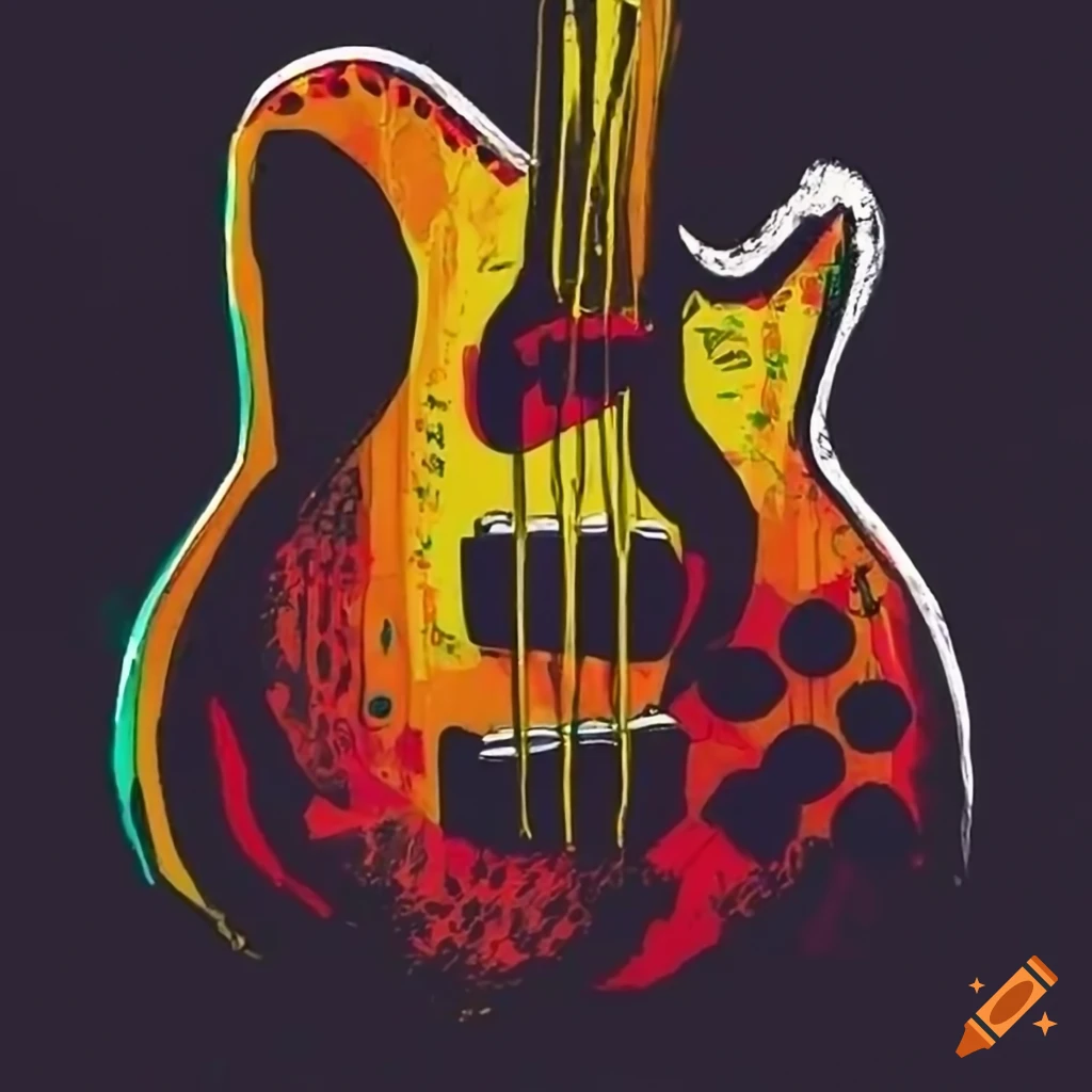 Guitar and bass in dub reggae style on Craiyon