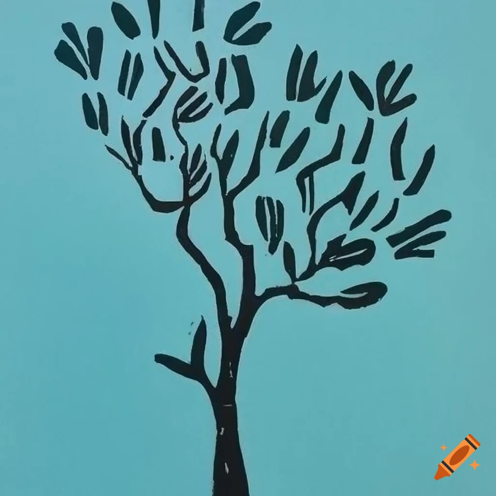 Matisse style trees linocut print on Craiyon