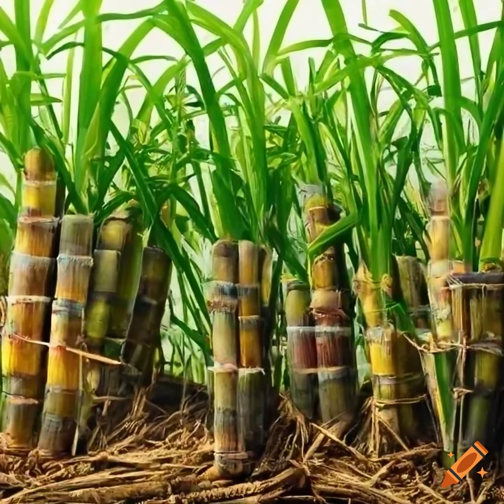 Close-up of tightly bunched sugarcane showing roots in cross-section on ...