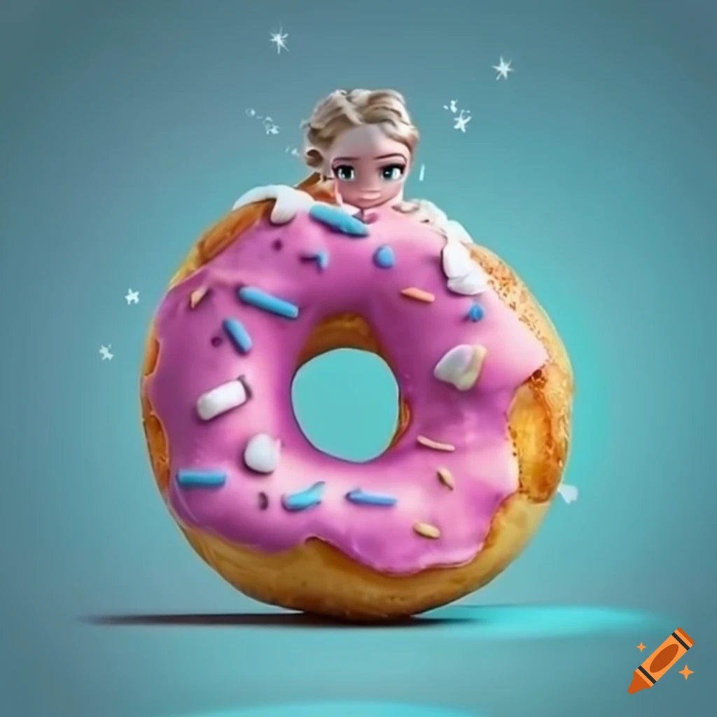 Donut dressed as Elsa from Frozen on Craiyon
