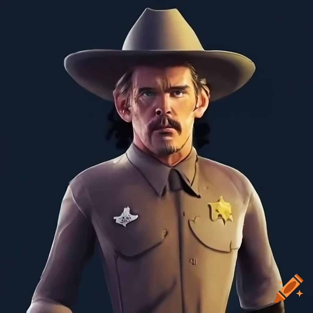 Ethan hawke in a sheriff costume on Craiyon