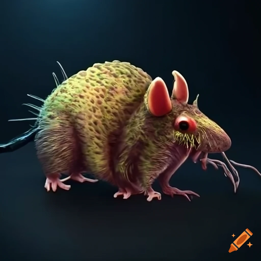 Slimy monster fungus shaped like a rat on Craiyon