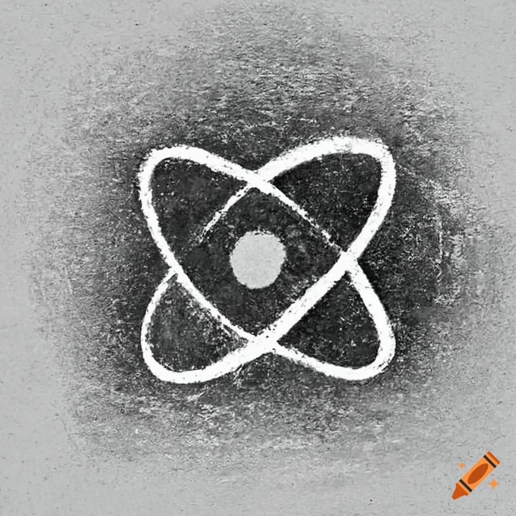 Chalk drawing of an atom symbol on Craiyon