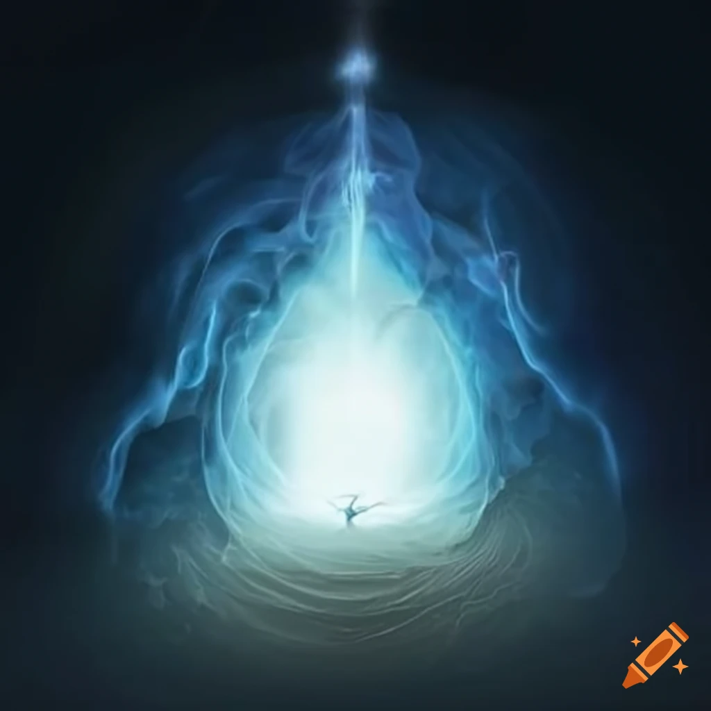 Divine white burst of energy emanating from the ground on Craiyon