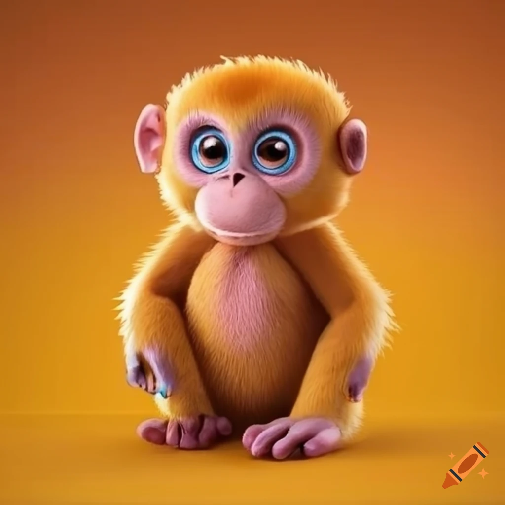Cute monkey with orange and yellow fur on Craiyon