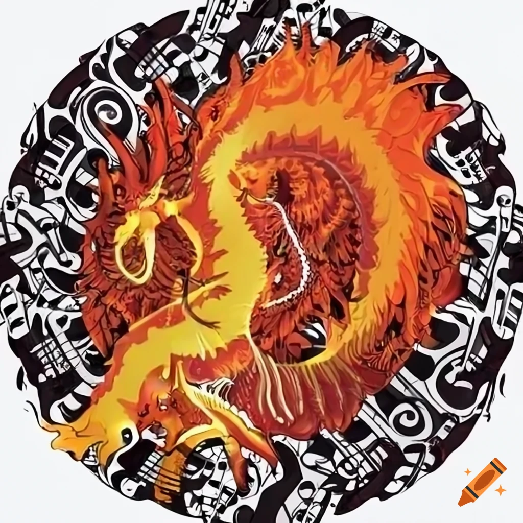 Dragon and phoenix surrounded by music notes on Craiyon