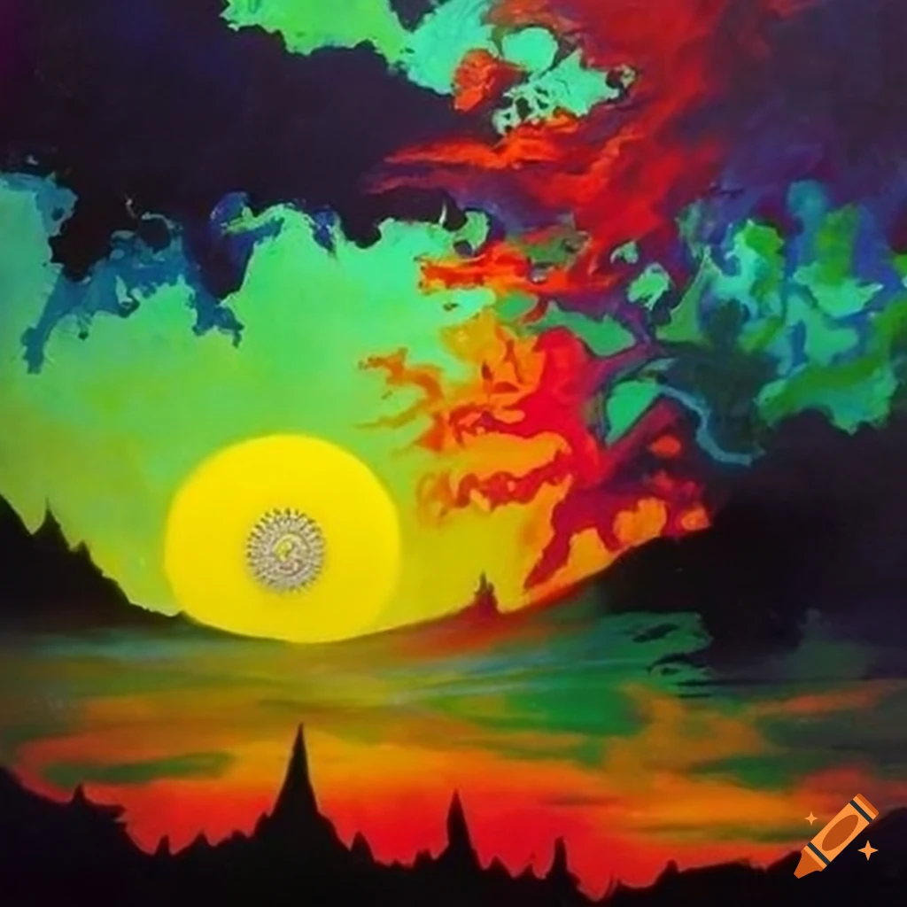 Surreal psychedelic vampire with intricate details and radiant colors ...