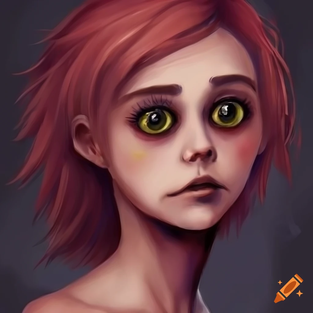 Cute momo character portrait with big eyes in a realistic style on Craiyon