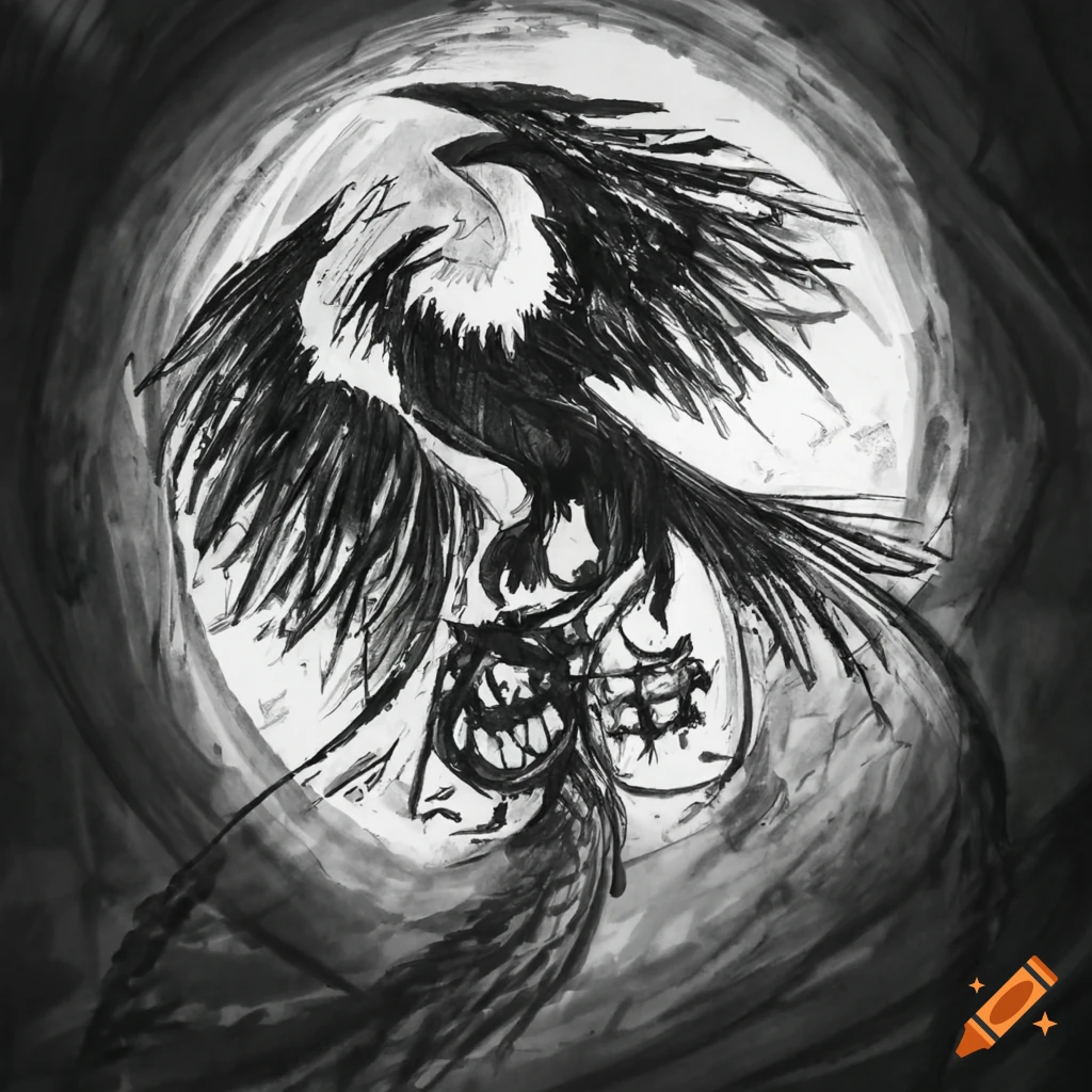 Dark phoenix depicted in ink drawing on Craiyon