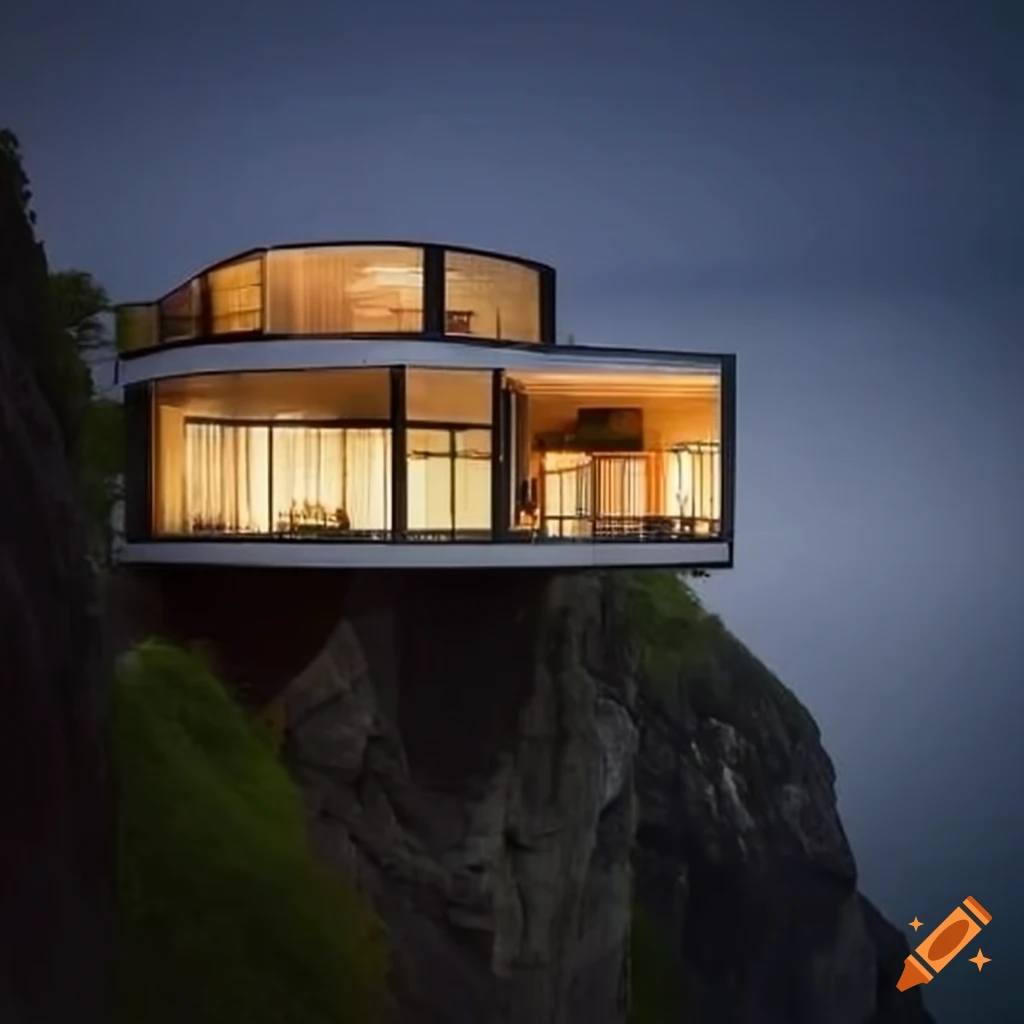 Hyper realistic house built into cliffside on Craiyon