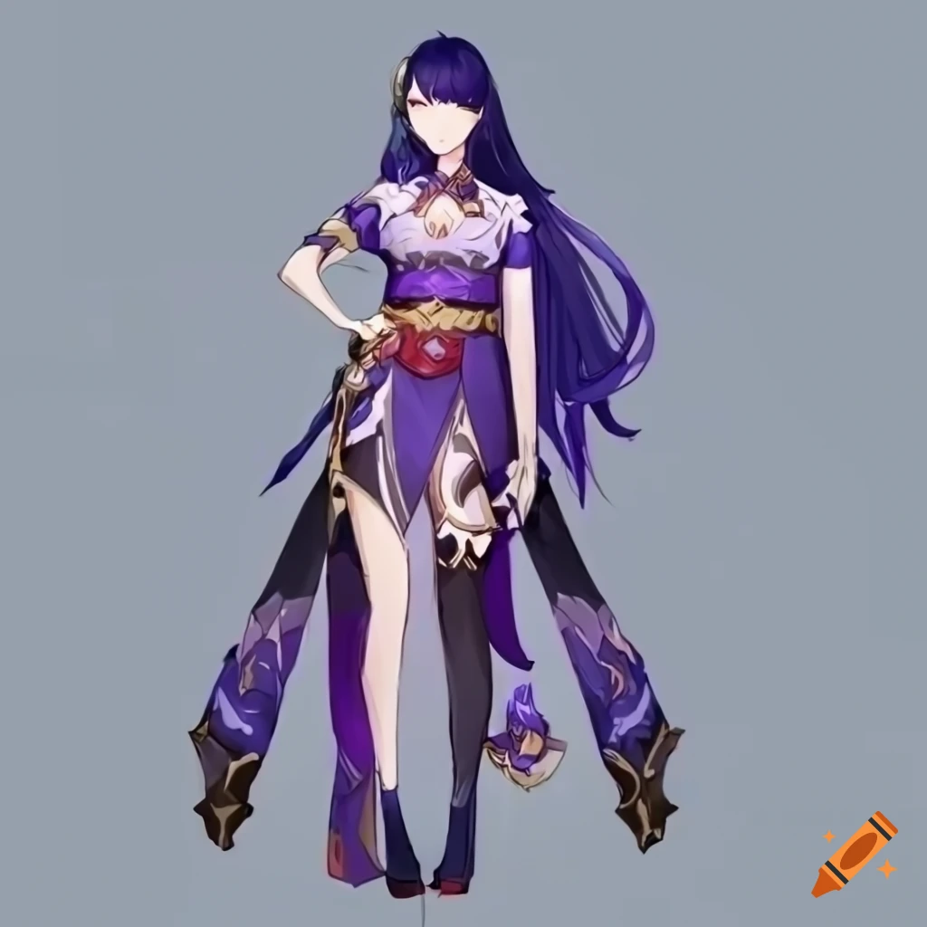 Raiden shogun from genshin impact with redesigned outfit on Craiyon