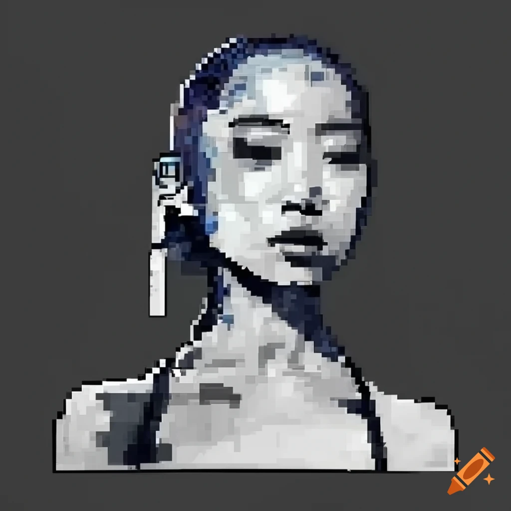Cyberpunk asian girl portrait in vaporware style, pixel art on Craiyon