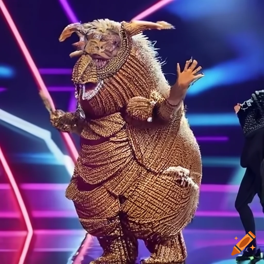 Mokele-mbembe costume on a tv show on Craiyon