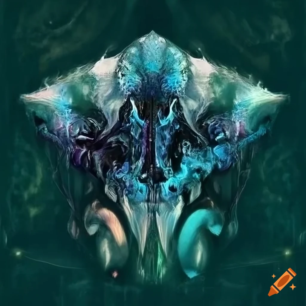 Abstract surreal depiction of formless humanoid creature in chaotic and ...