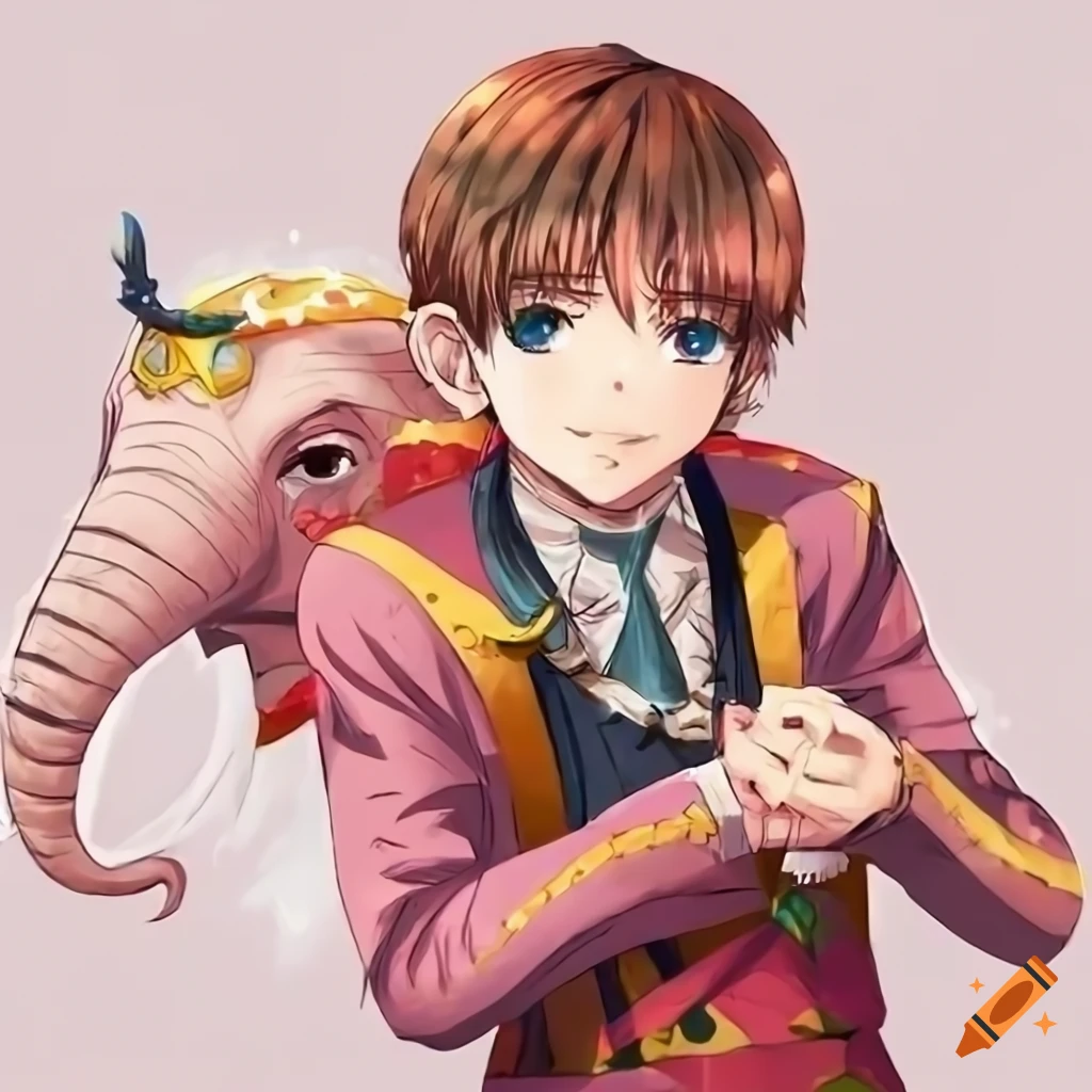 Anime portrait of a circus elephant tamer with an elephant on Craiyon