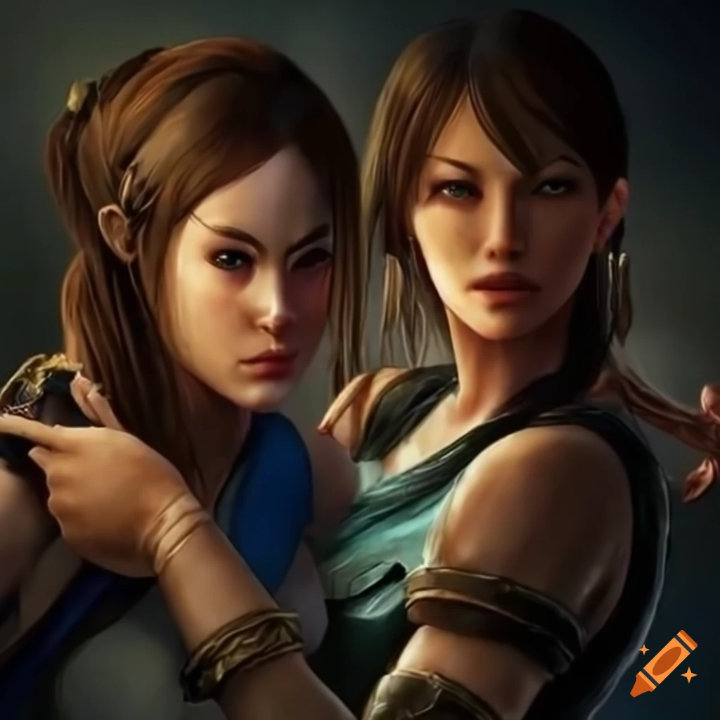 Powerful crossover of Chun Li and Lara Croft meeting in a mystical ...