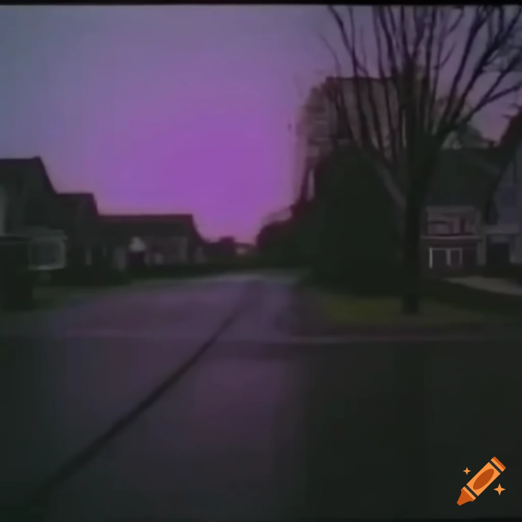 Suburban neighborhood in a liminal space captured in 4k with a weirdcore VHS vibe on Craiyon