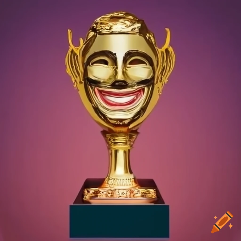Smiling mask trophy award for cinema achievements on Craiyon