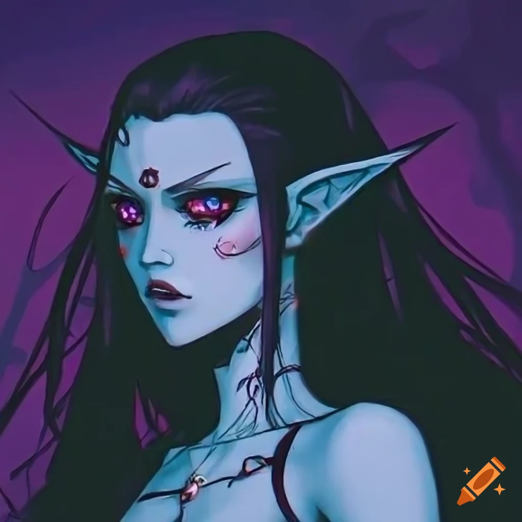 Retro anime dark elf character on Craiyon