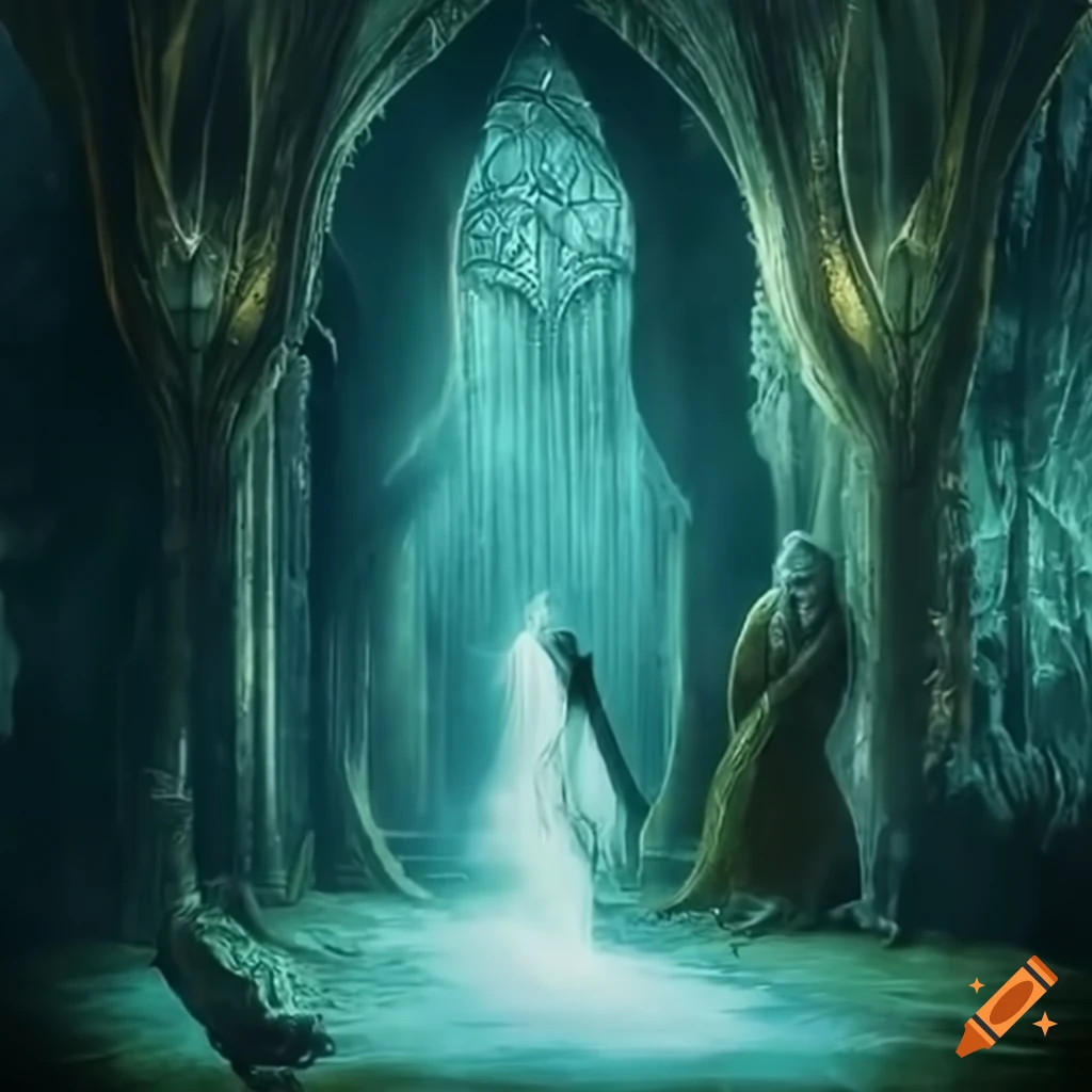 Elven magic scene inspired by the lord of the rings on Craiyon