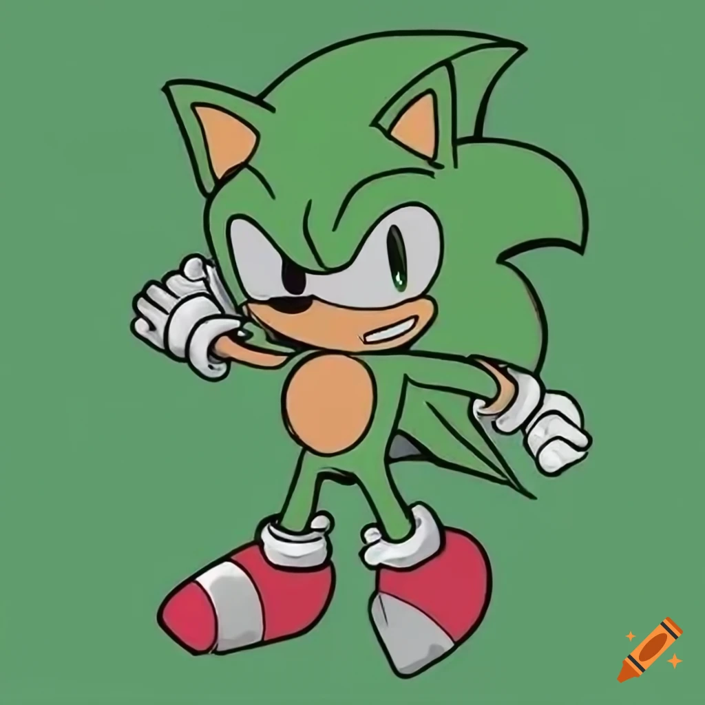 Iconic character Sonic the Hedgehog in vibrant green on Craiyon