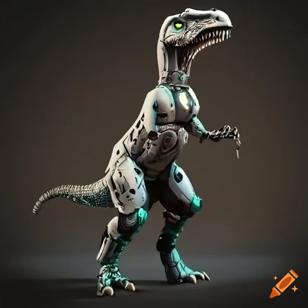 Dinosaur in cyborg outfit on Craiyon