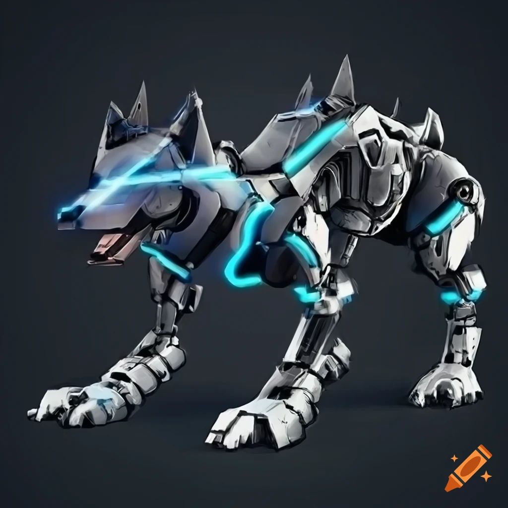 Robotic wolf on Craiyon