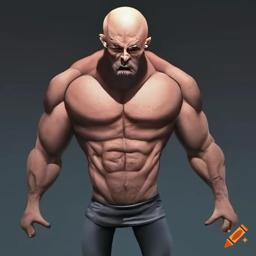 Strong bald man on Craiyon