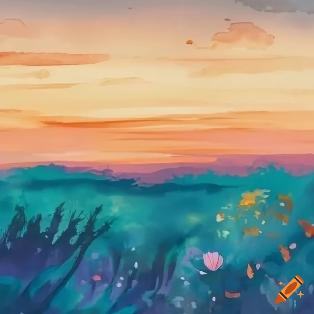 Steppes landscape during spring dawn on Craiyon