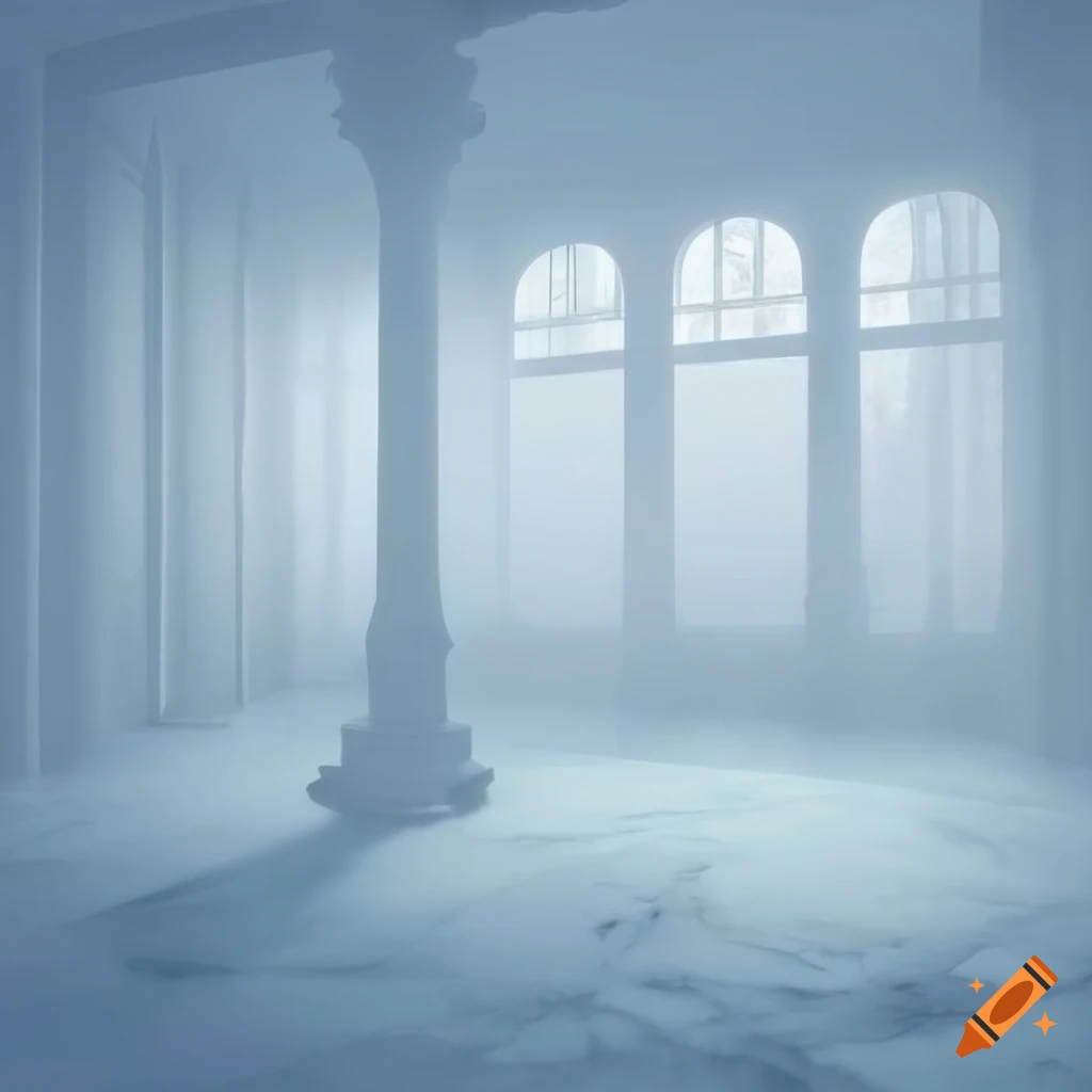 Marble bank interior with mist on Craiyon