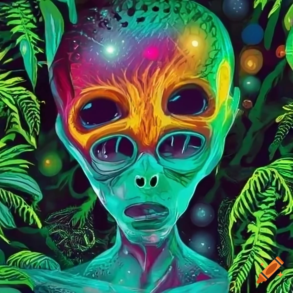 Alien in the jungle with a reggae style on Craiyon