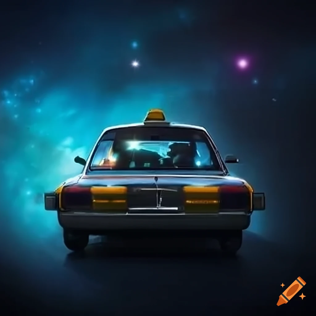 Taxi cab in outer space on Craiyon