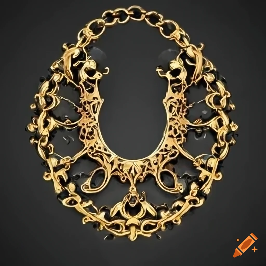 Detailed gothic ornamental gold jewelry chain design on Craiyon