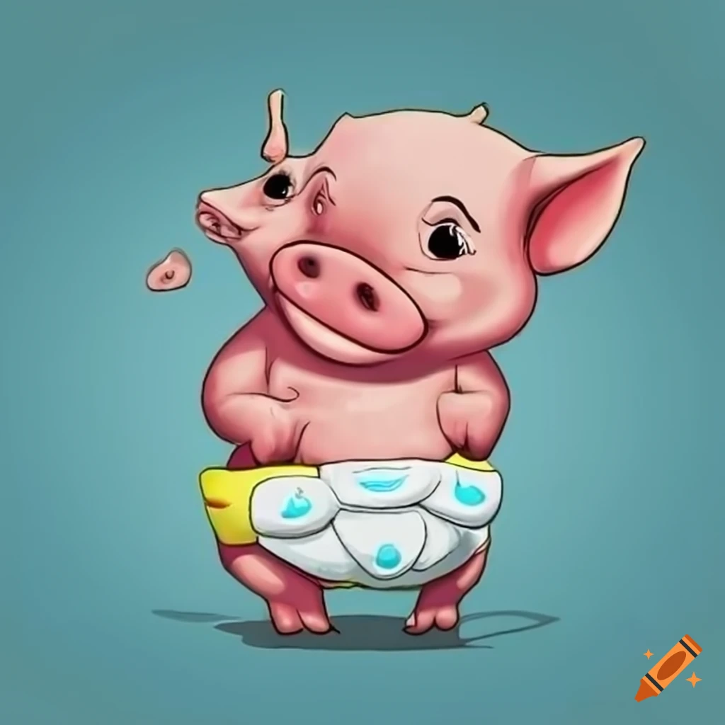 Pig wearing a diaper on Craiyon
