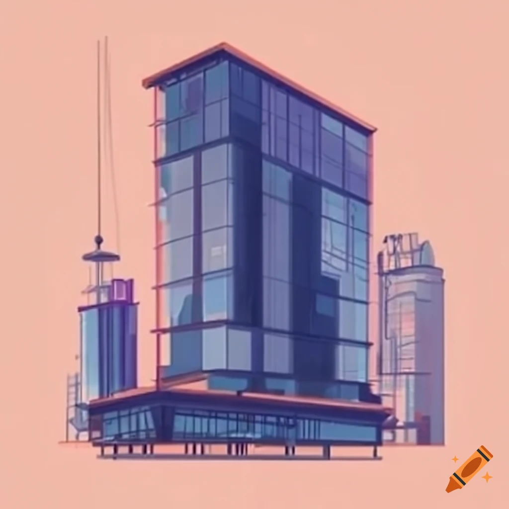 Technical blueprint of a complex tower design on Craiyon