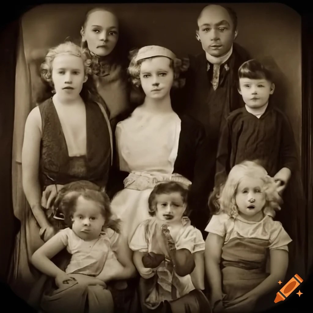 Vintage sepia horror family from the 1920s on Craiyon
