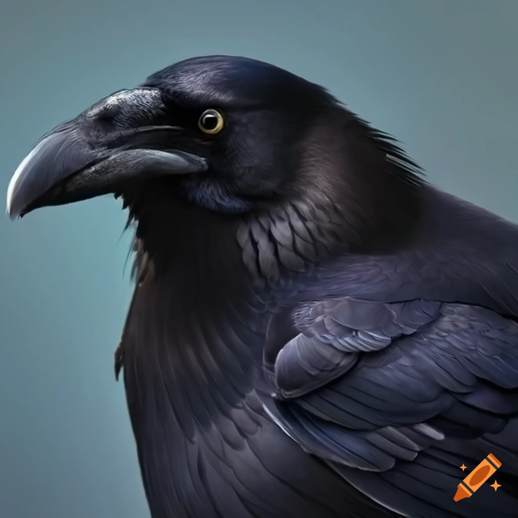 Common raven perched on a man's shoulder on Craiyon