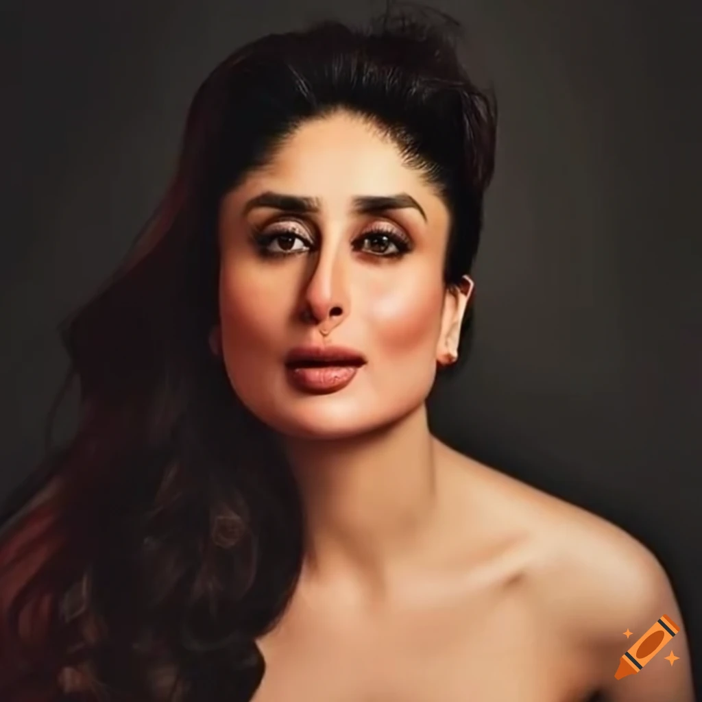 Portrait of bollywood actress kareena kapoor with long locks and ...