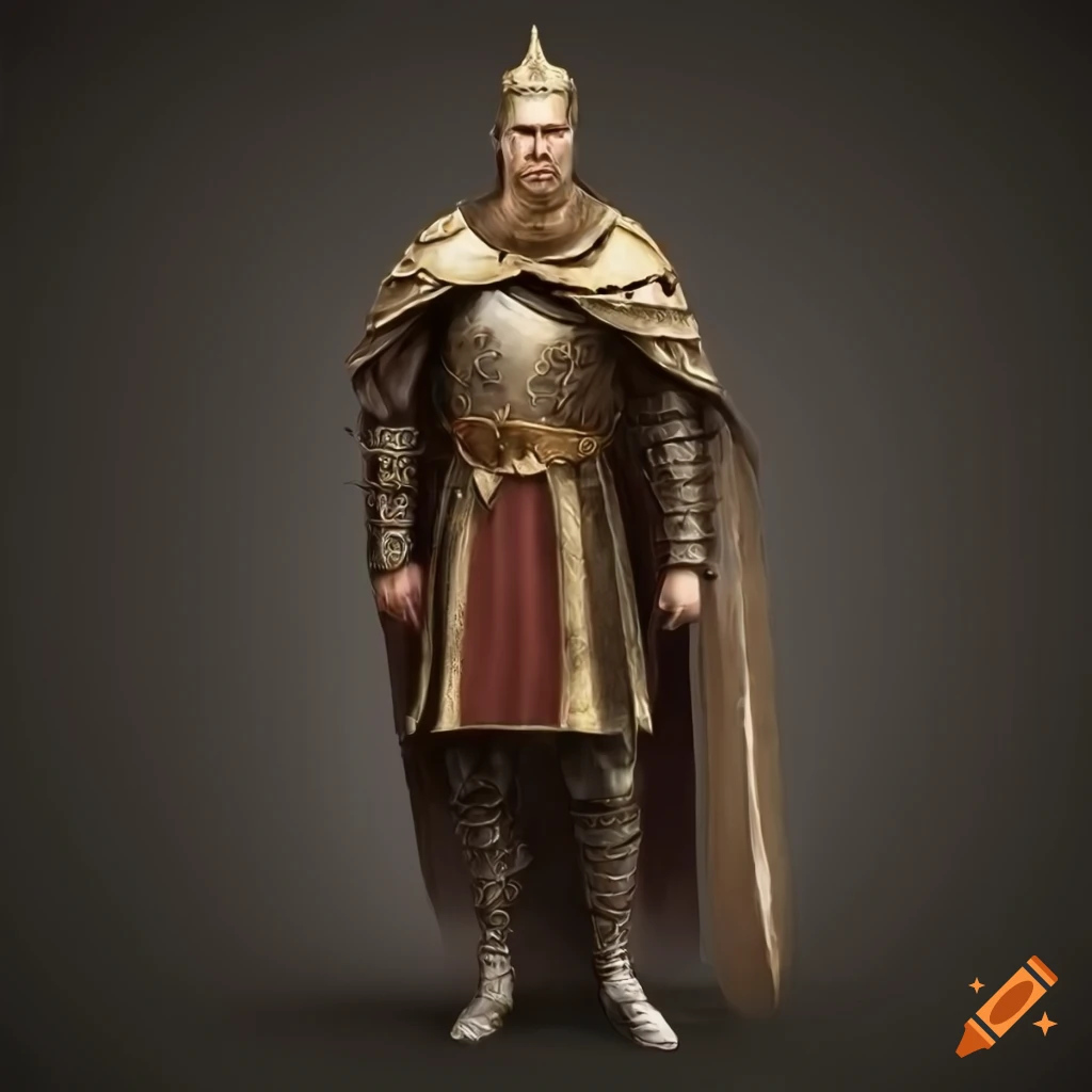 Medieval king in detailed full body fantasy attire on Craiyon