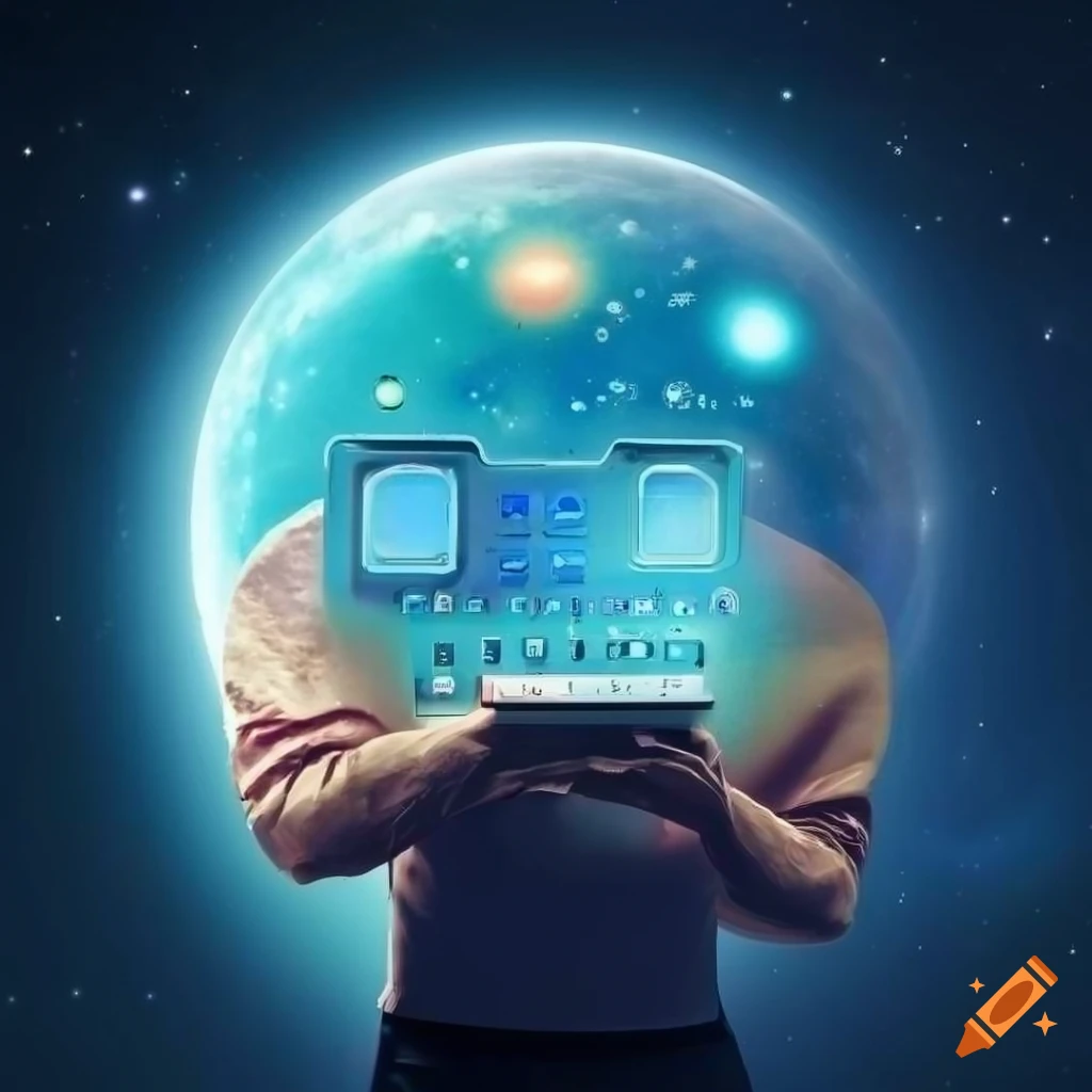 Surreal narrative: man inventing universal language amidst stars and ...