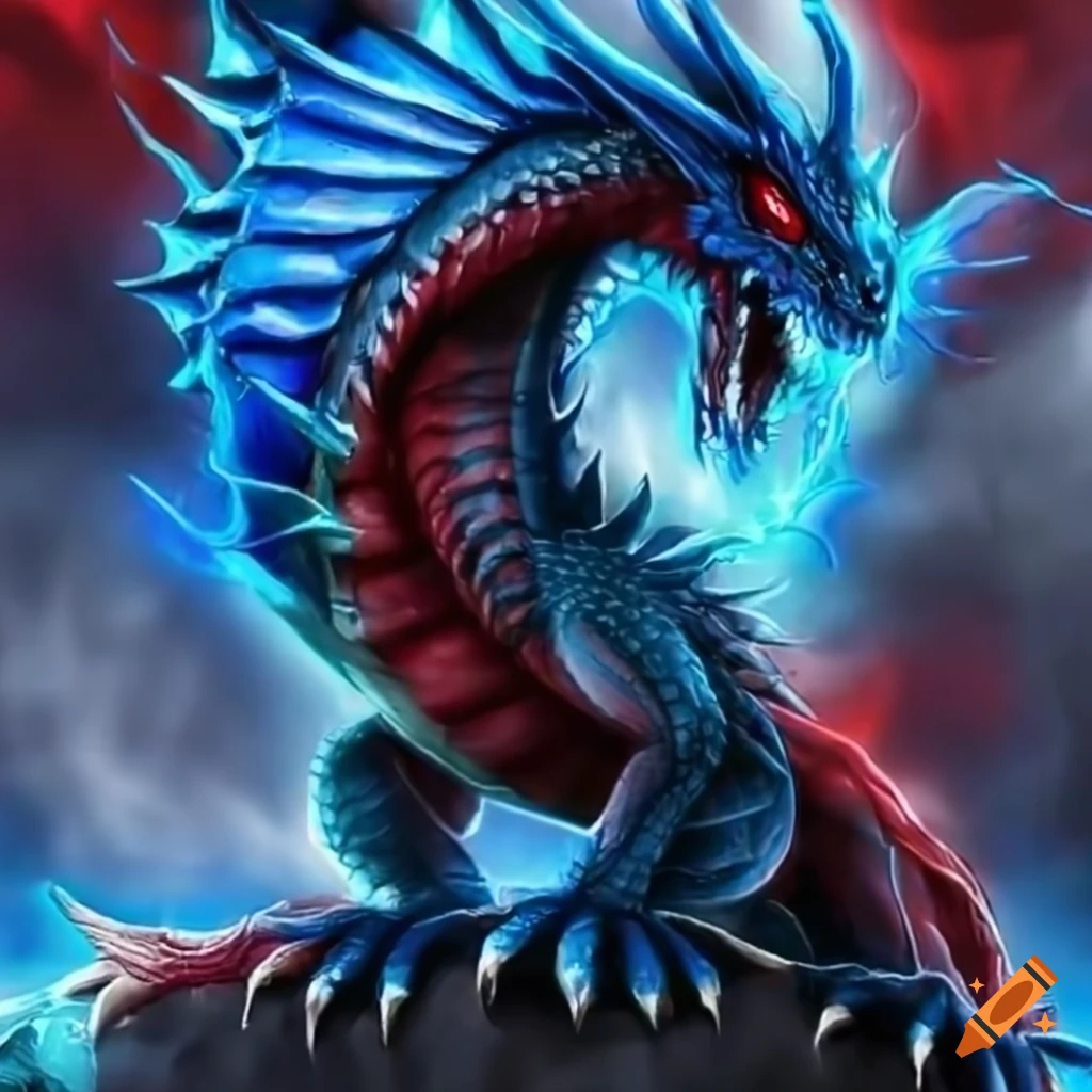 Red and blue dragon on Craiyon